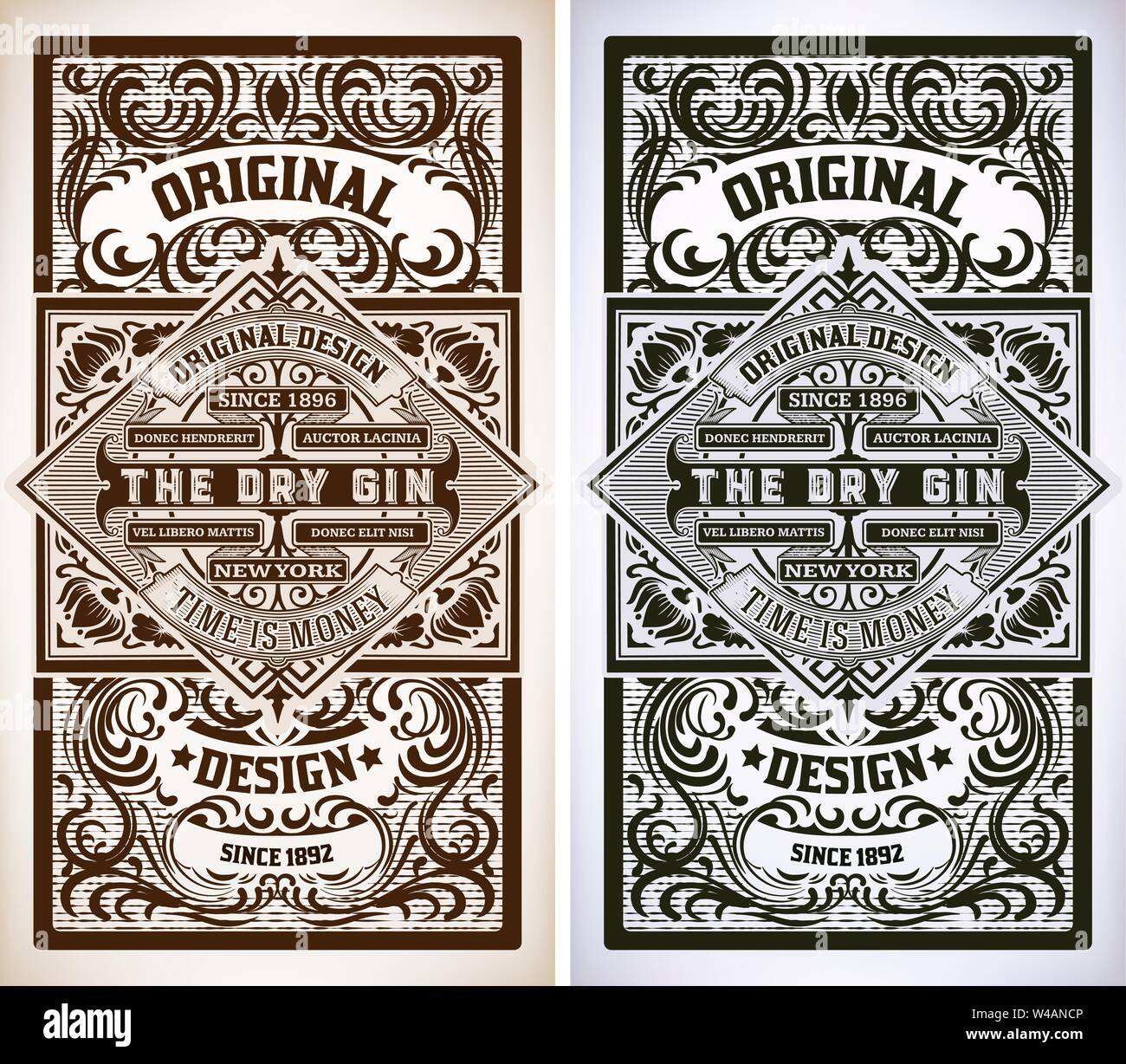 Vintage Gin label. Vector layered Stock Vector Image & Art - Alamy