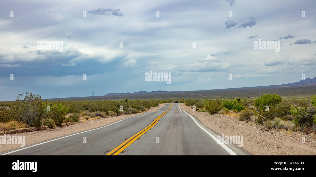 Highway in a sunny spring day, countryside USA. National road, passing ...