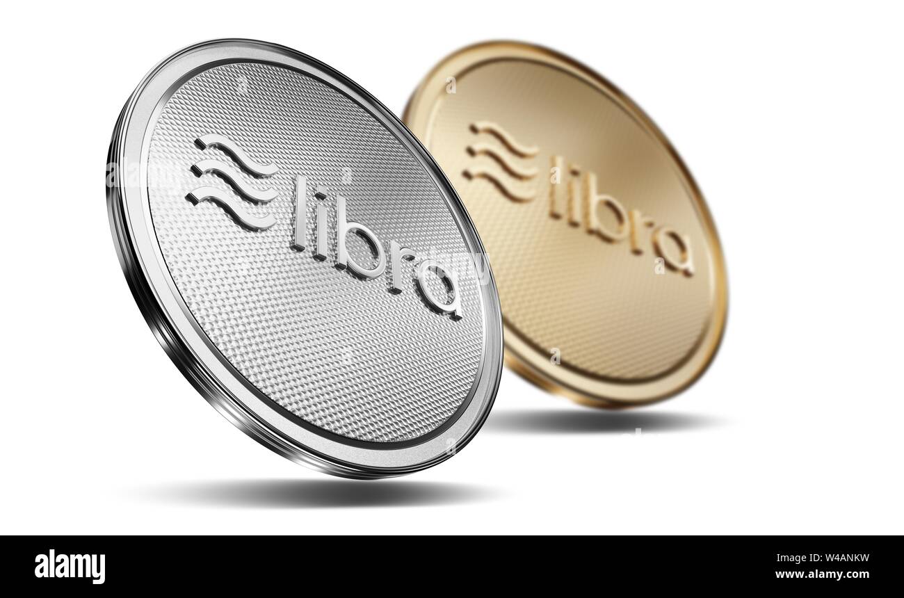 Concept of golden and silver Libra coins. New project of digital crypto ...