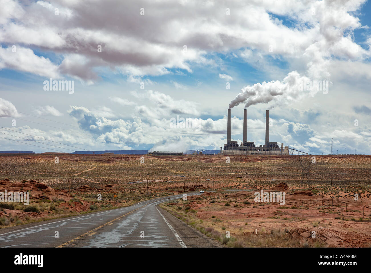 Highway going to Page Arizona power plant. Winding road, passing ...