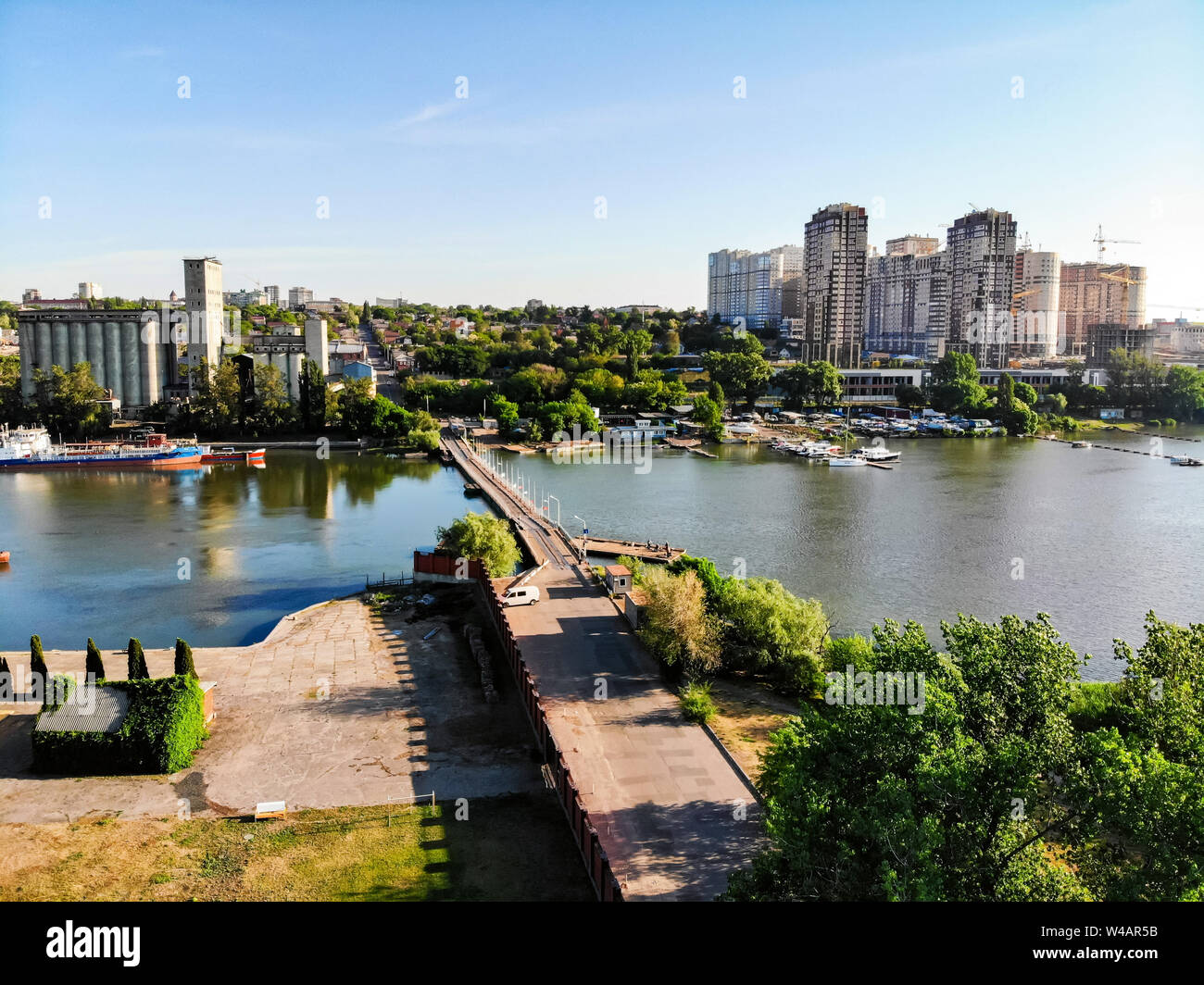 Aerial view of city of Rostov-on-Don and the Don River from Green ...