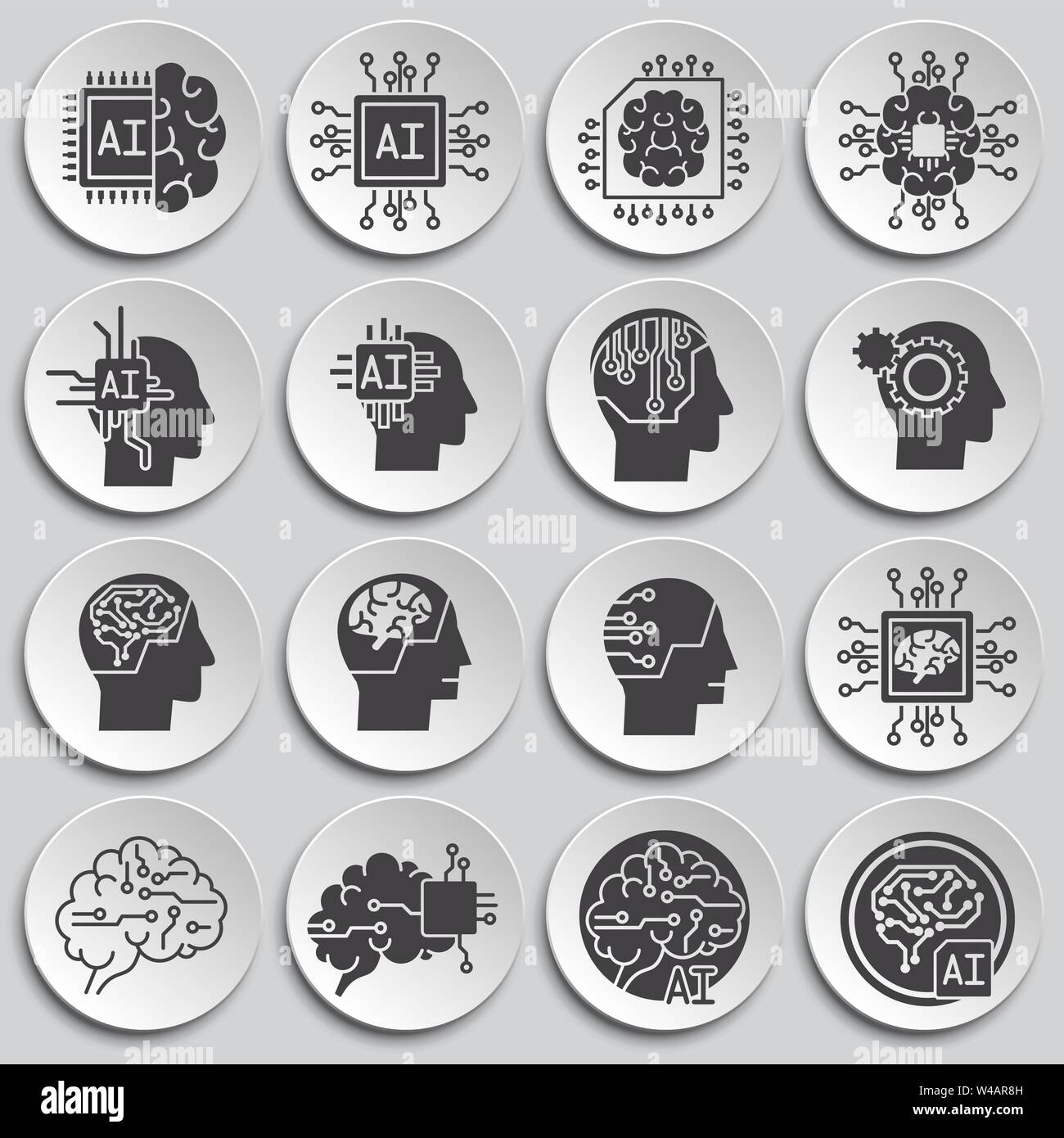 Artificial Intelligence Ai related icons set on background for graphic ...