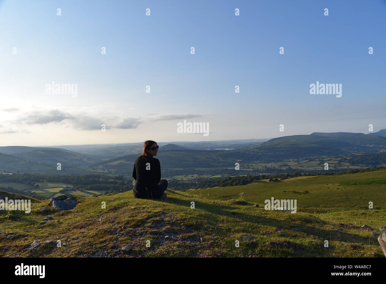 Brecon Beacons National Park viewpoint at dusk with millennial ...