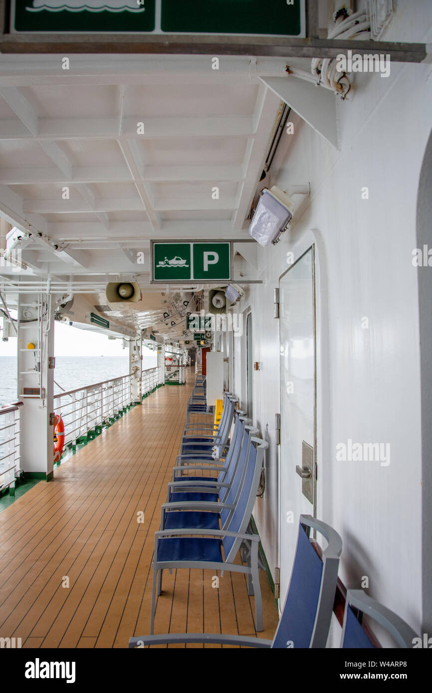 onboard a cruies ship. The designated meeting spot for passengers ...