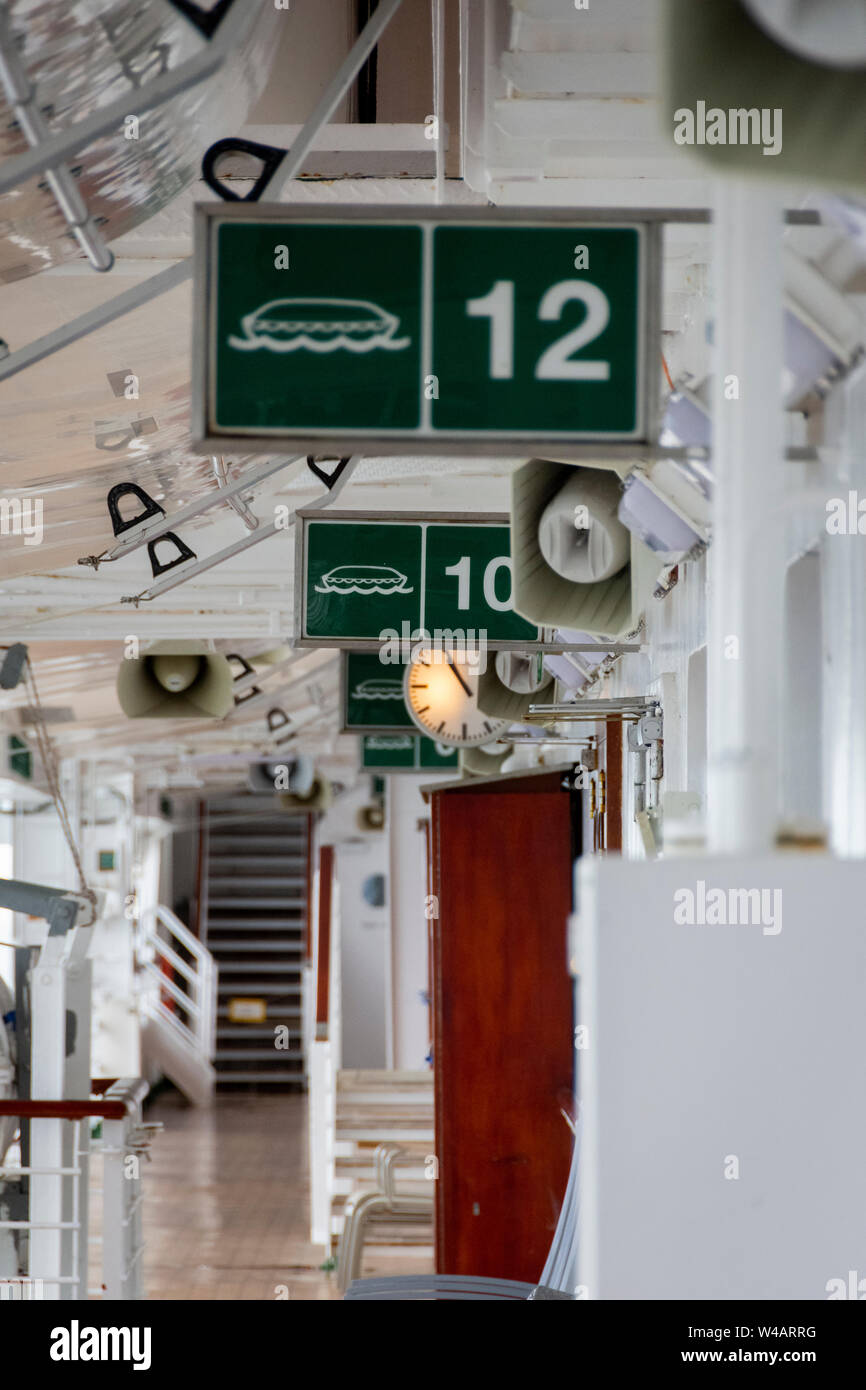 onboard a cruies ship. The designated meeting spot for passengers ...