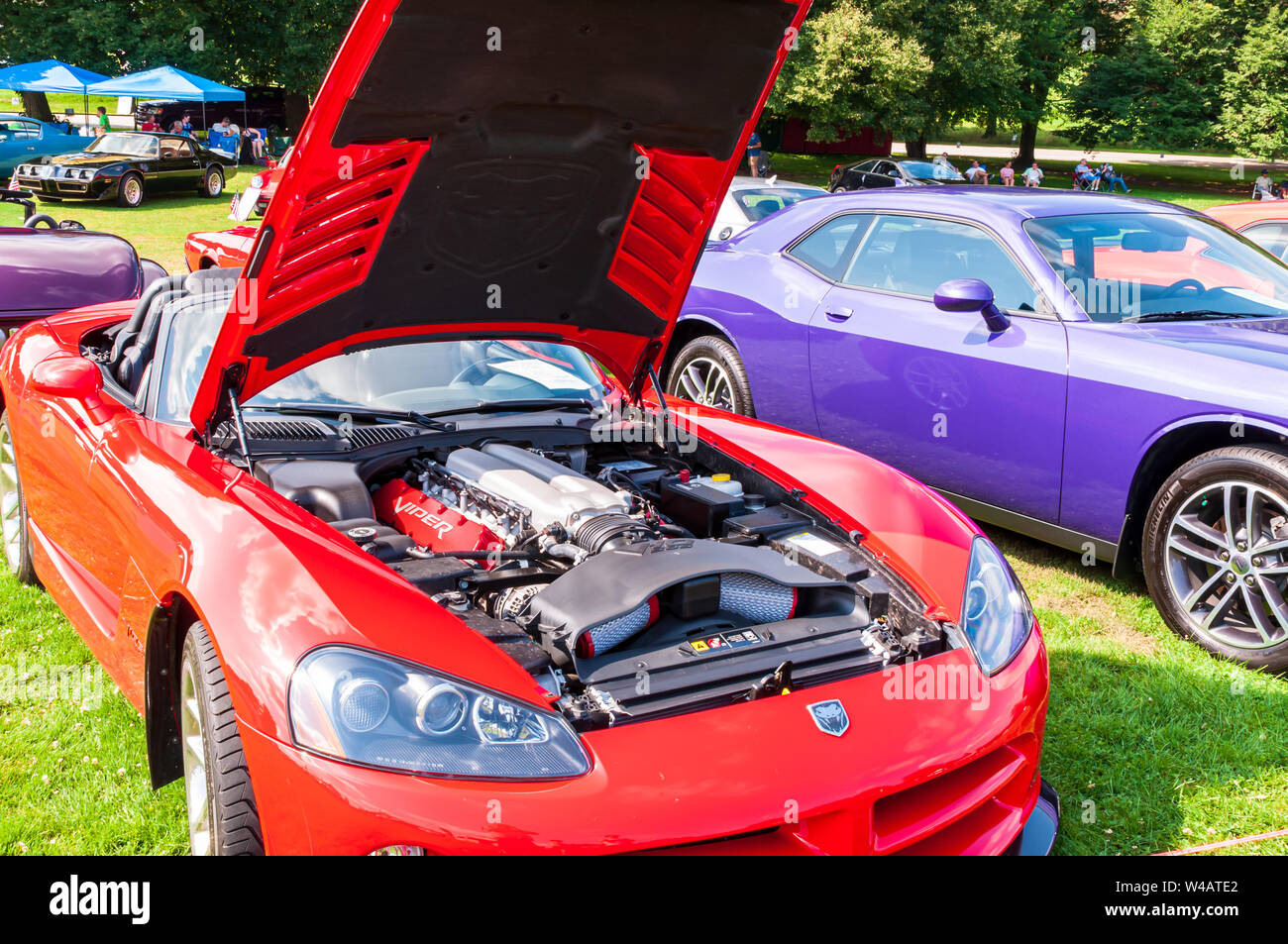 The engine compartment of a 2003 Dodge Viper at the Pittsburgh Gran ...