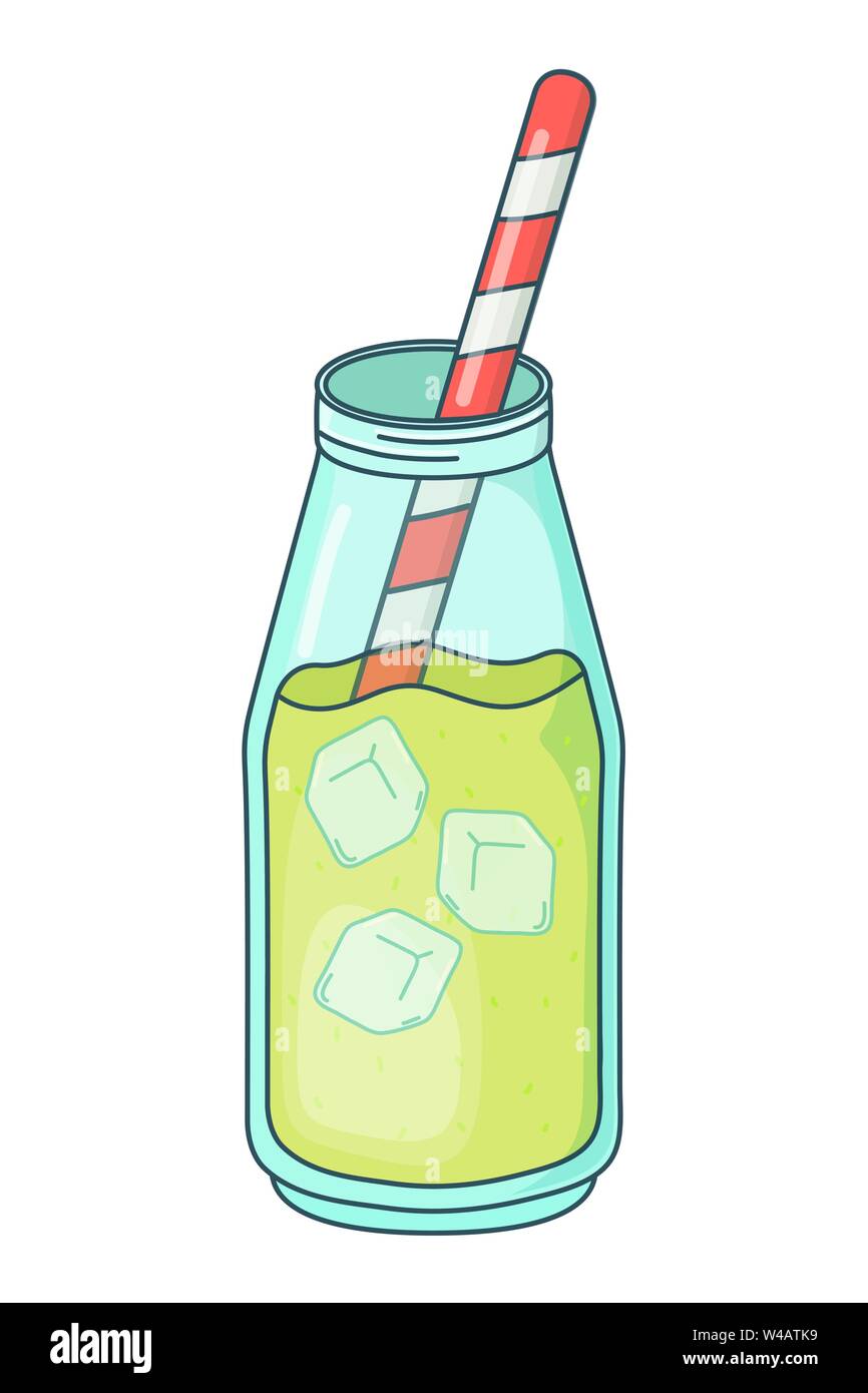 delicious tasty refresh fruit lemonade lemon juice mason jar cartoon ...