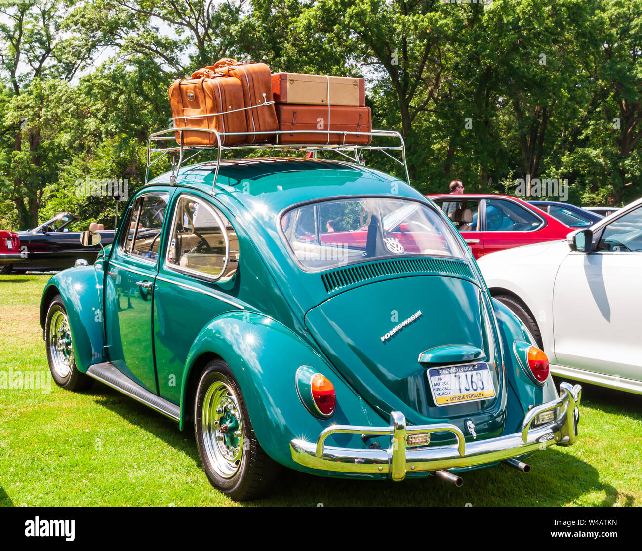 1967 VW Beetle with a filled luggage rack at the Pittsburgh Gran Prix ...
