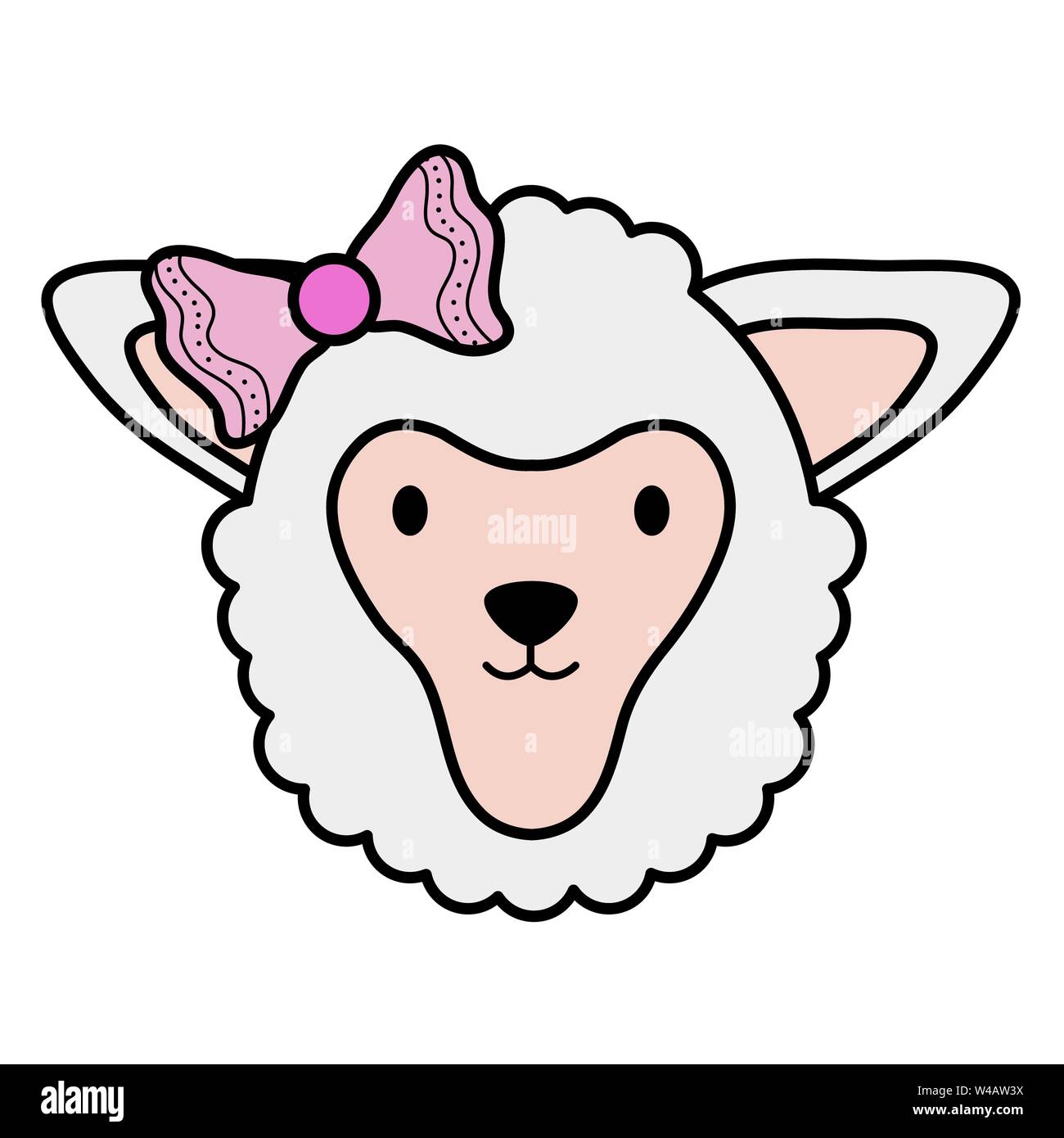 cute female sheep childish character vector illustration design Stock ...