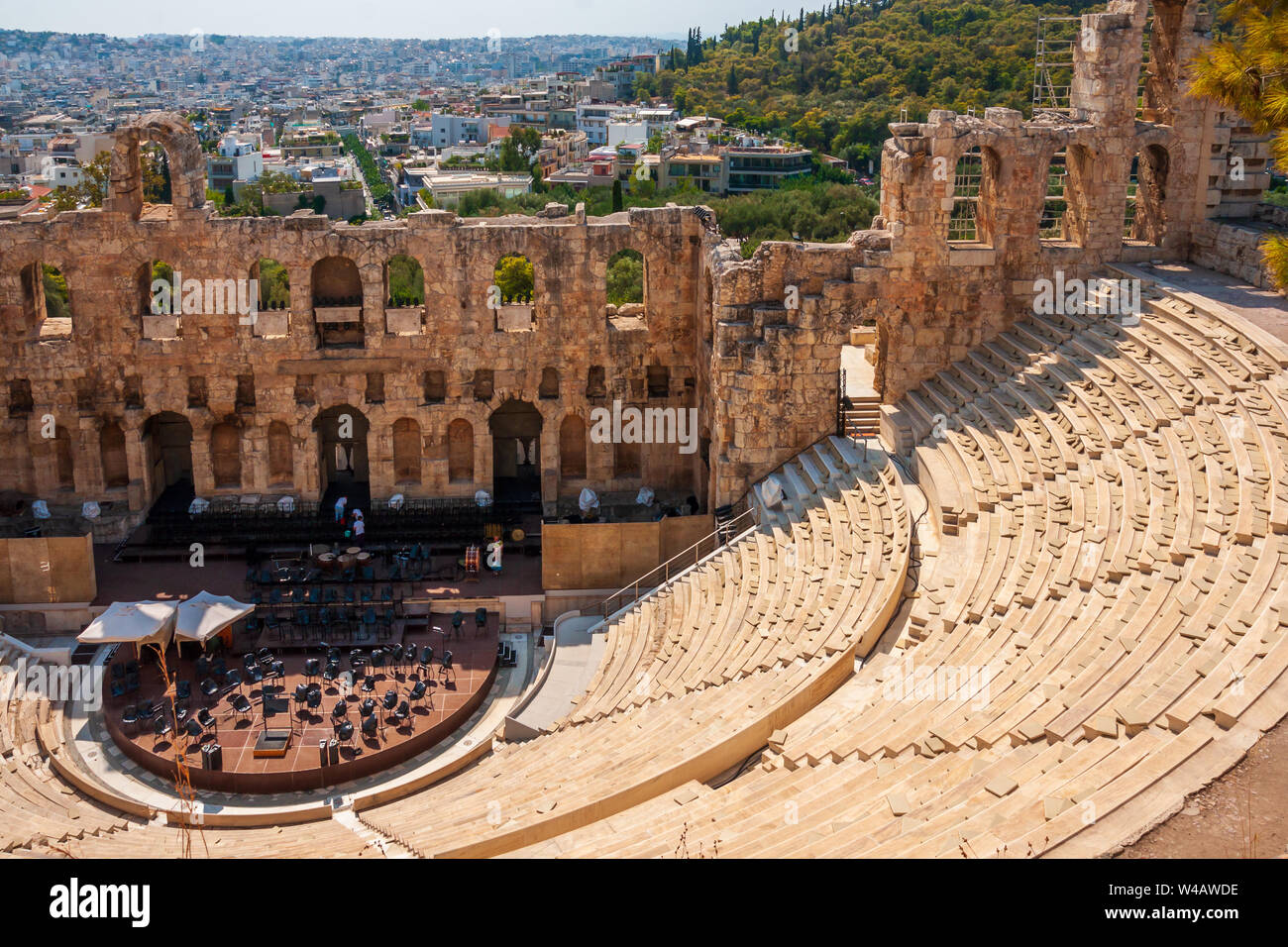 Athens, Greece - September 26, 2011: View of the Odeon of Herodes ...