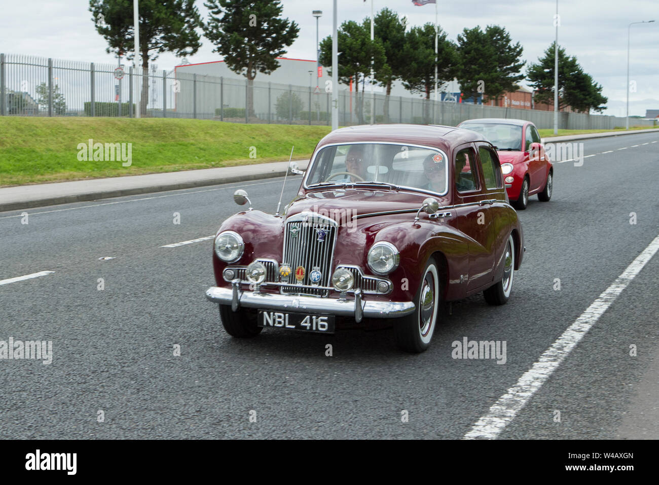1956 50s red Sunbeam Talbot 2267cc petrol saloon, vintage vehicles and ...