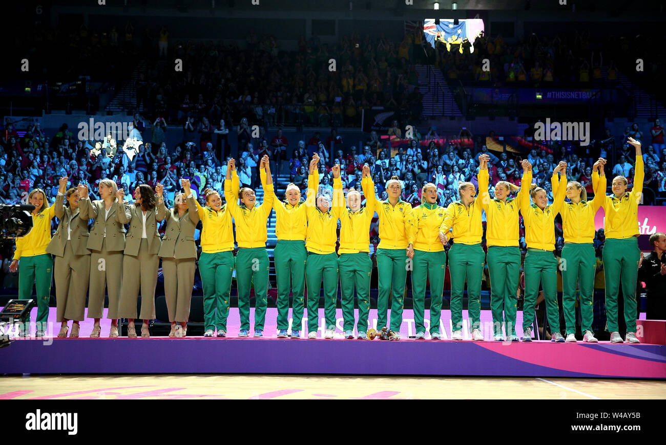 Australia players on the podium after finishing second place in the ...