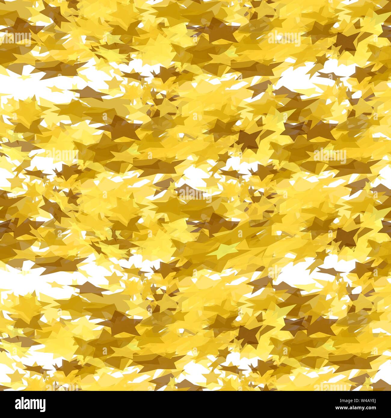 Gold Stars Seamless Pattern on White Background. Yellow Starry Pattern ...