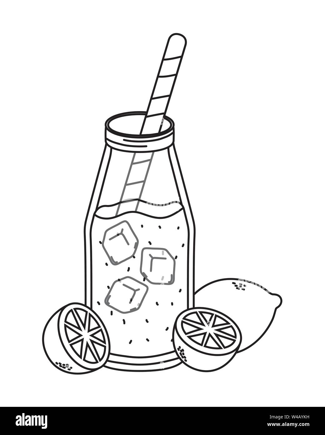delicious tasty refresh fruit lemonade lemon juice mason jar cartoon ...