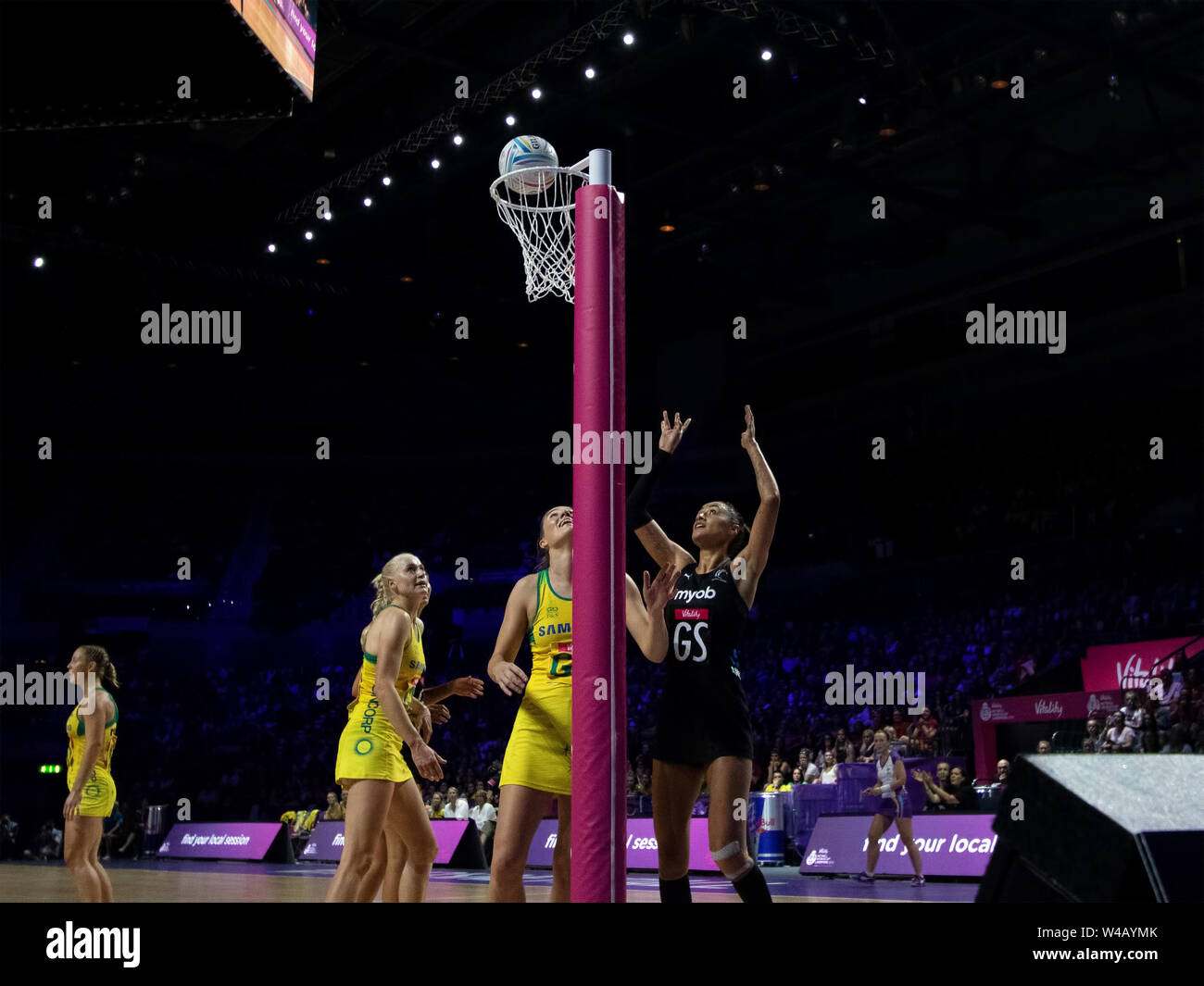Maria Folau of New Zealand nets the ball during the final, between ...