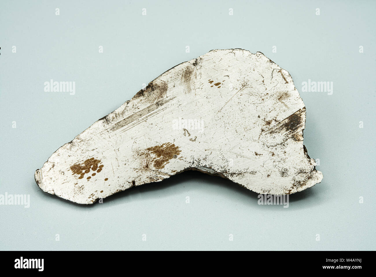 Metallic Meteorite cut isolated, piece of rock formed in outer space in ...