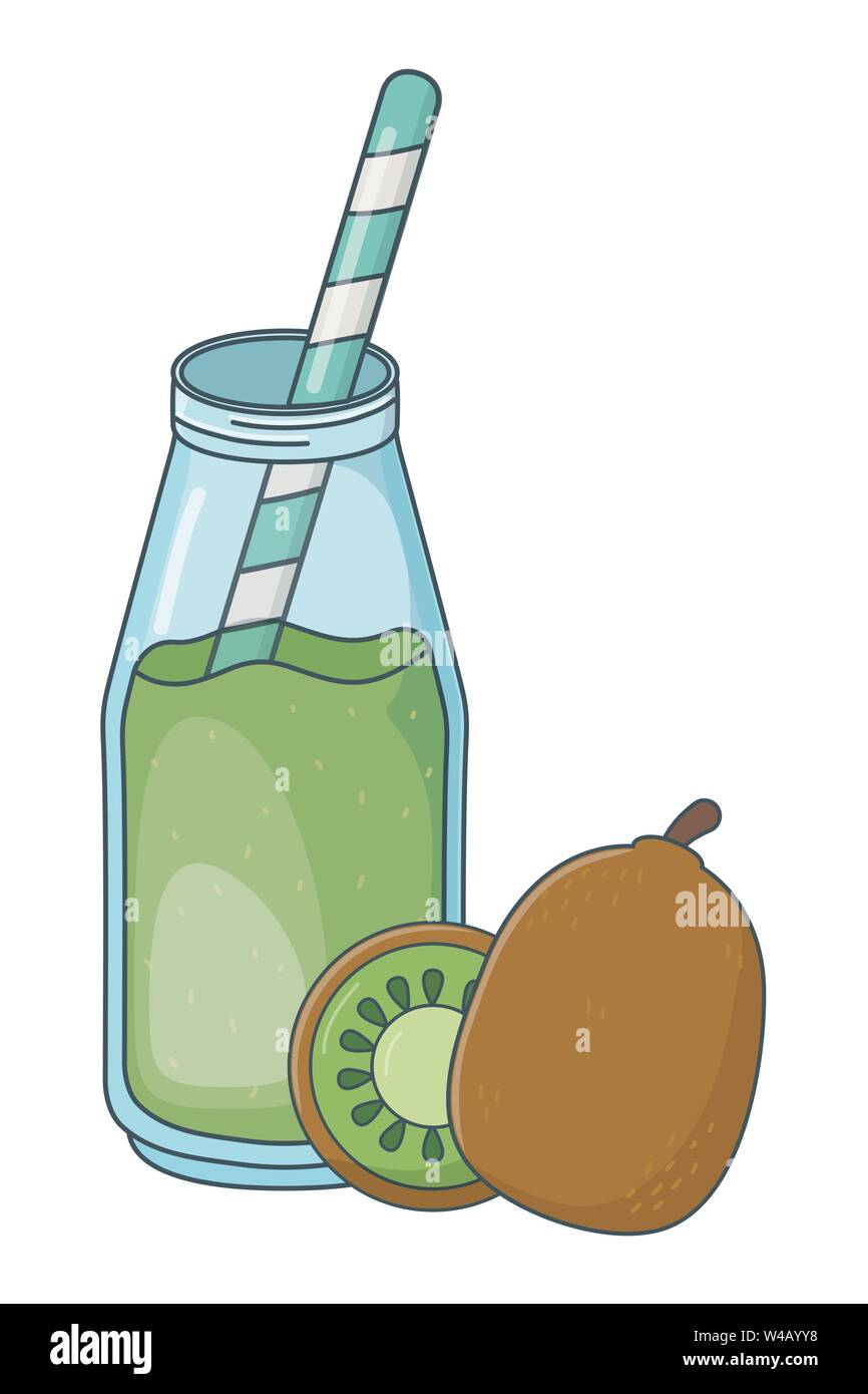 delicious healthy meal juice with fruits mix cartoon vector ...