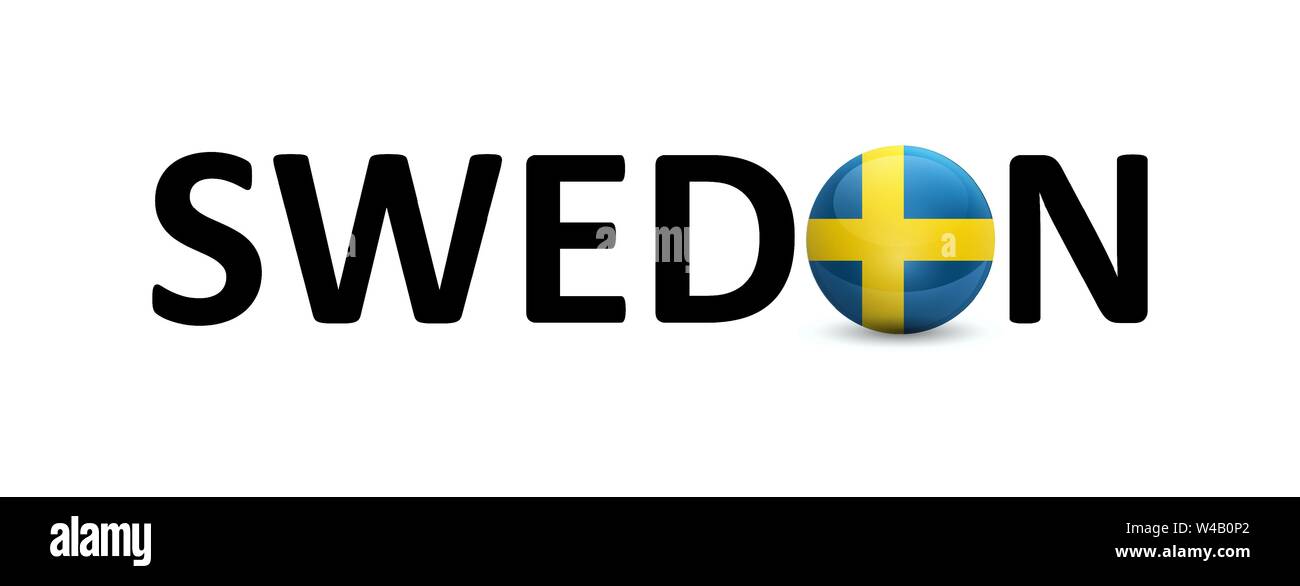 Sweden signature with the national flag of scandinavian country. Vector ...