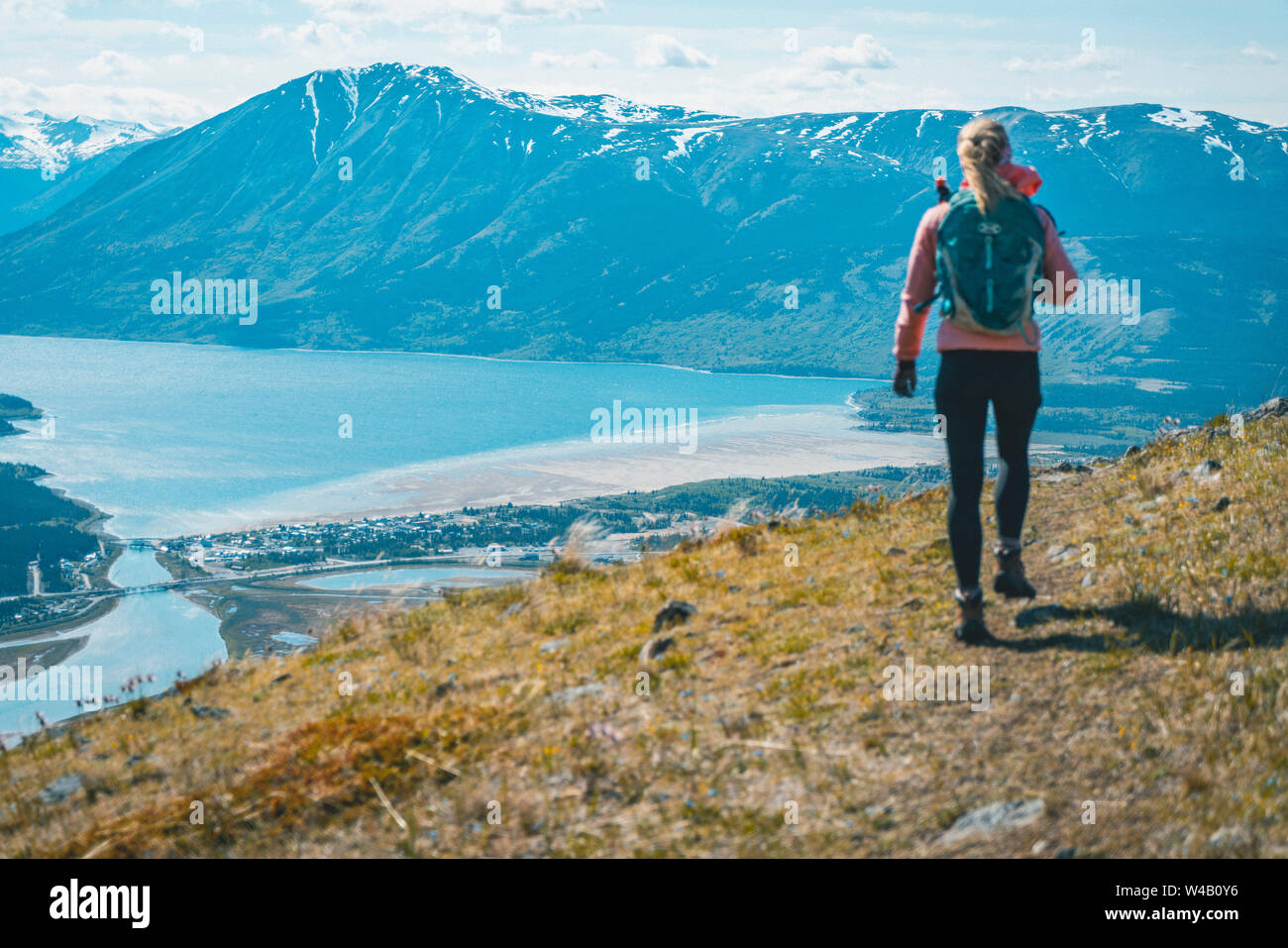 Female Hiking Peak of Nares Mountain Trail Stock Photo - Alamy