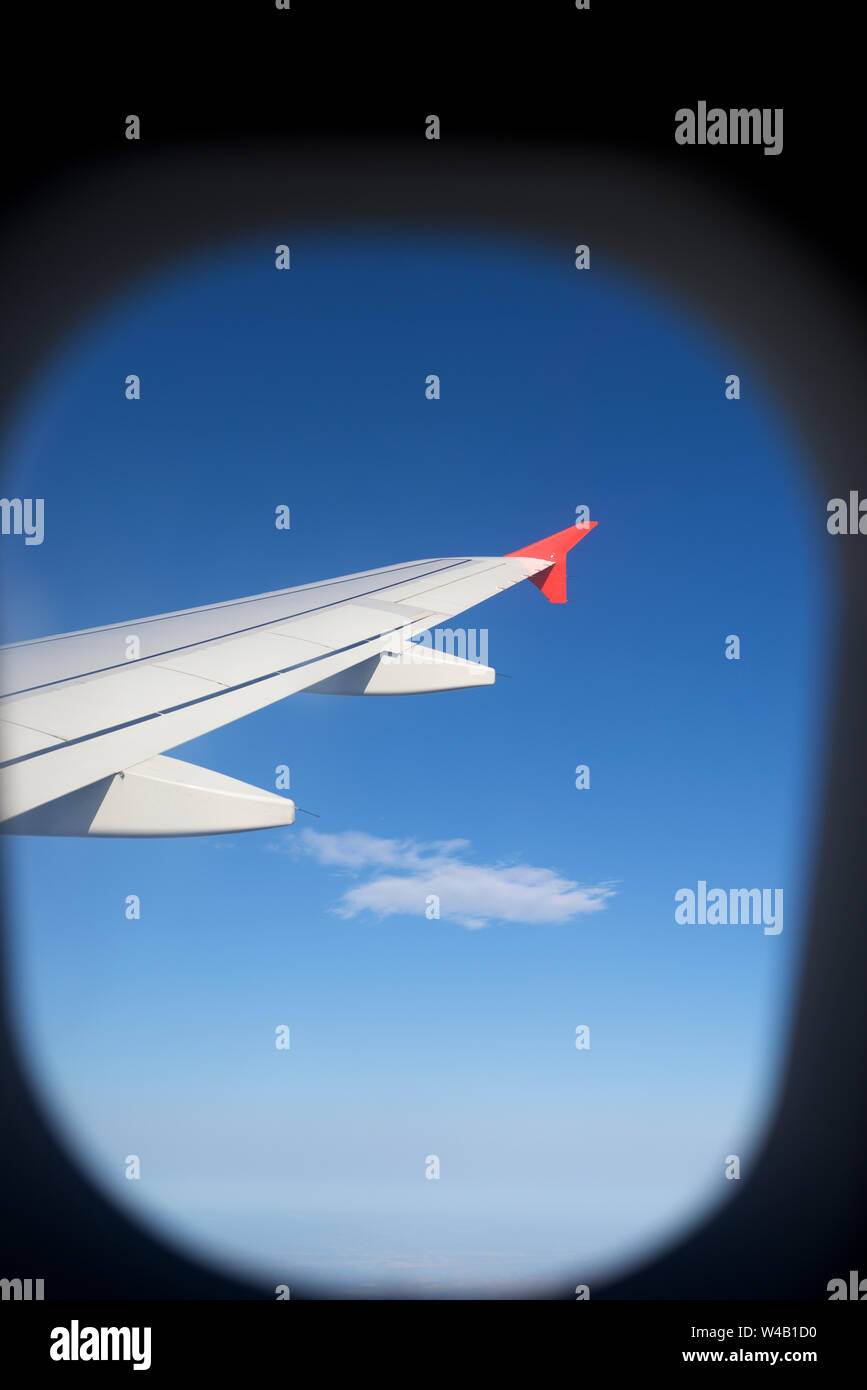 View from the window of a passenger plane flying over Europe Stock ...