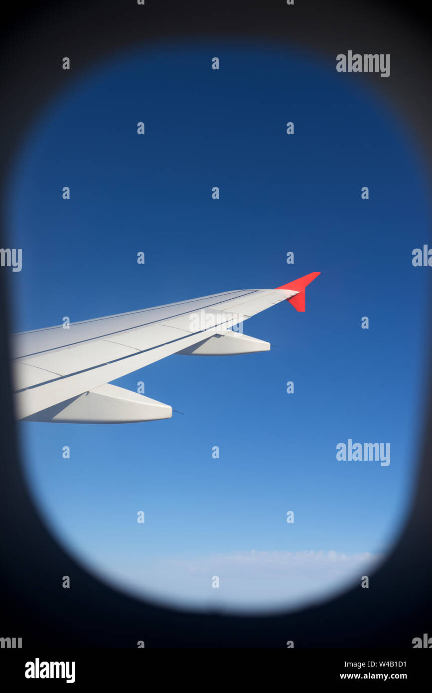 View from the window of a passenger plane flying over Europe Stock ...