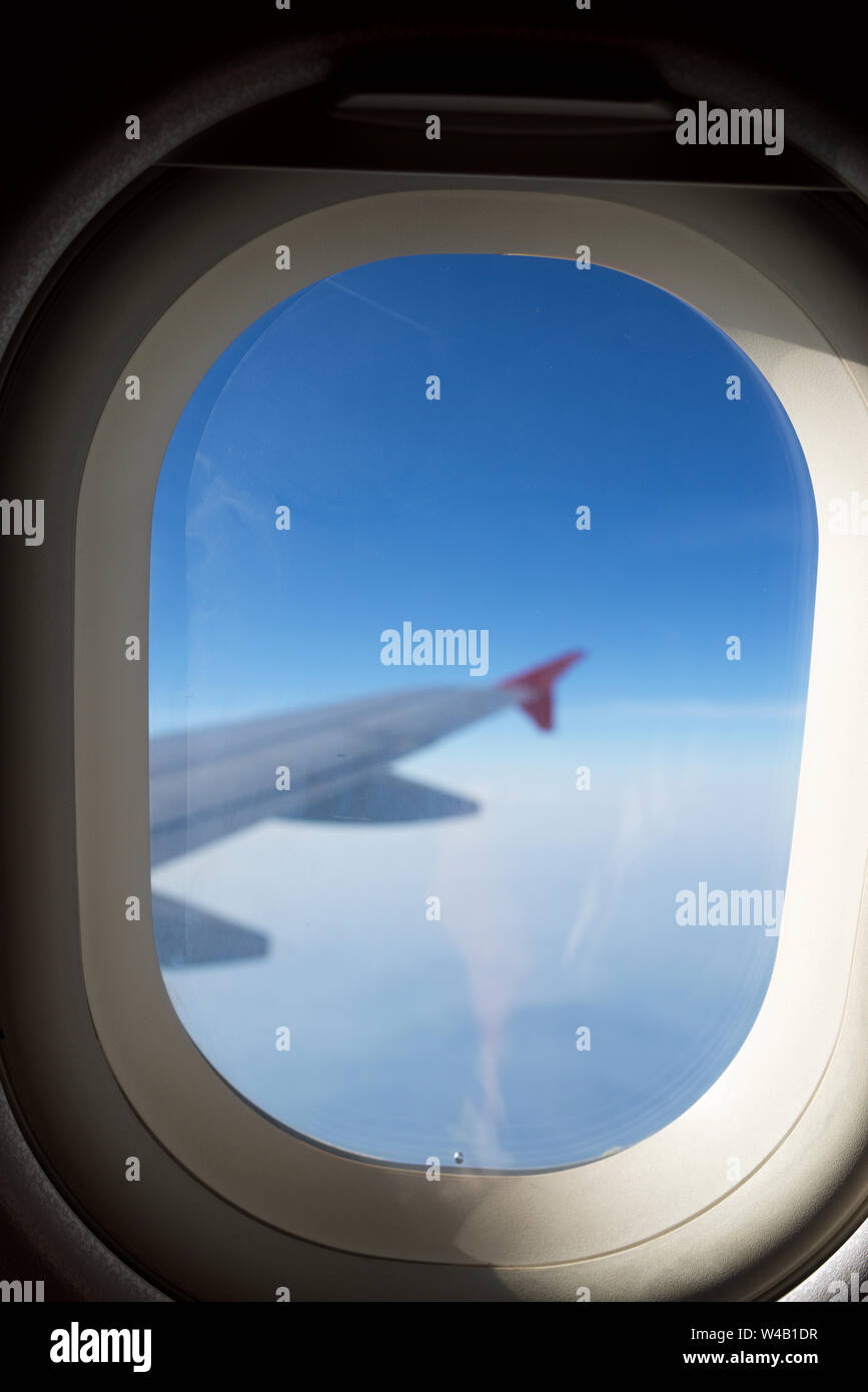 View from the window of a passenger plane flying over Europe Stock ...