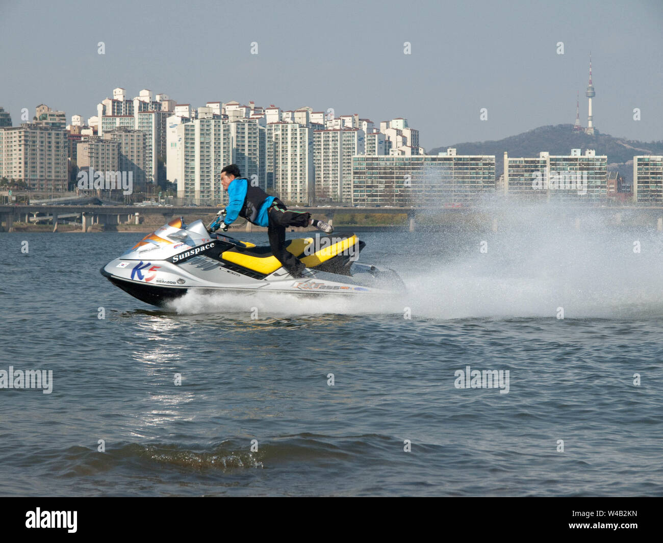 Riding motor boat in Han River Stock Photo - Alamy