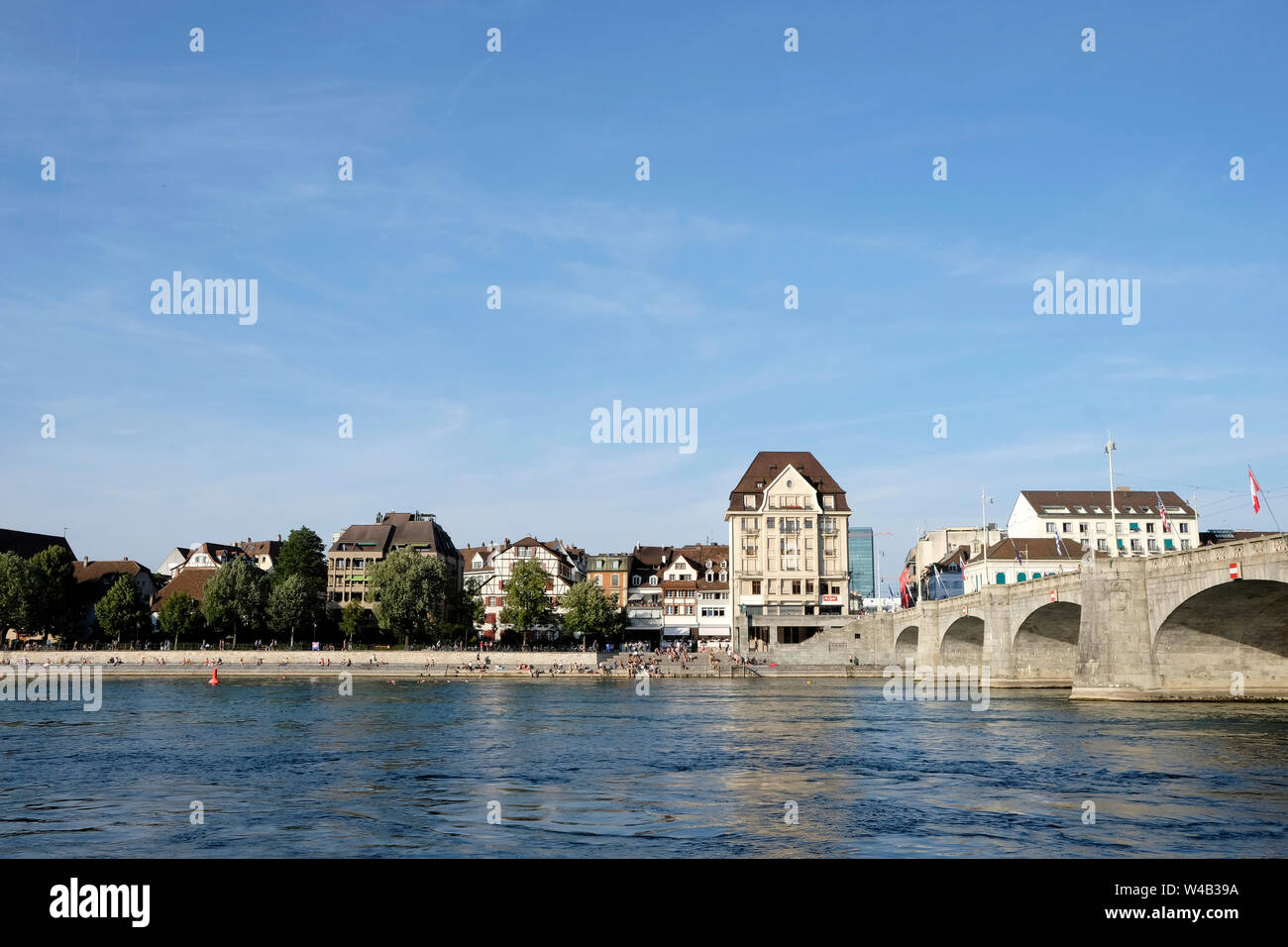 A general view of the middle bridge in Basel, Switzerland Stock Photo ...