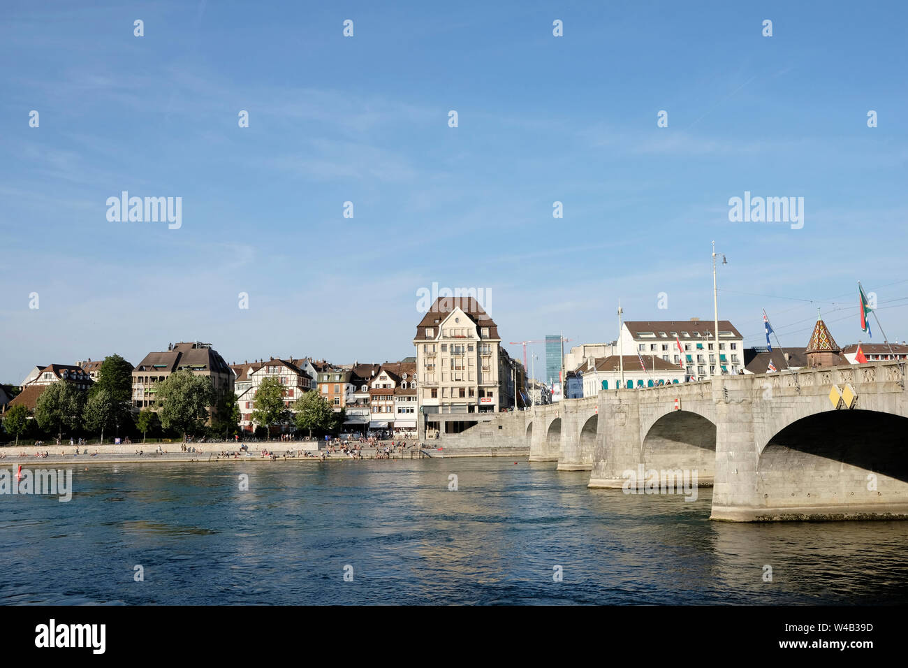 A general view of the middle bridge in Basel, Switzerland Stock Photo ...