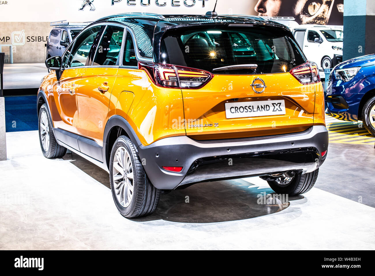 Brussels, Belgium, Jan 2019: metallic gold OPEL Crossland X at Brussels ...