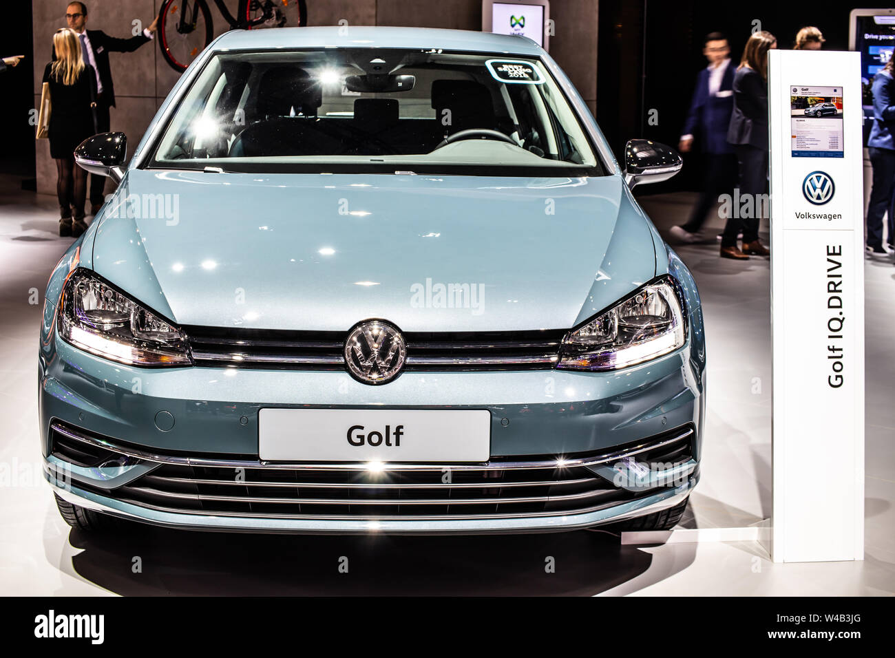 Brussels, Belgium, Jan 2019: blue Volkswagen VW Golf, Brussels Motor ...
