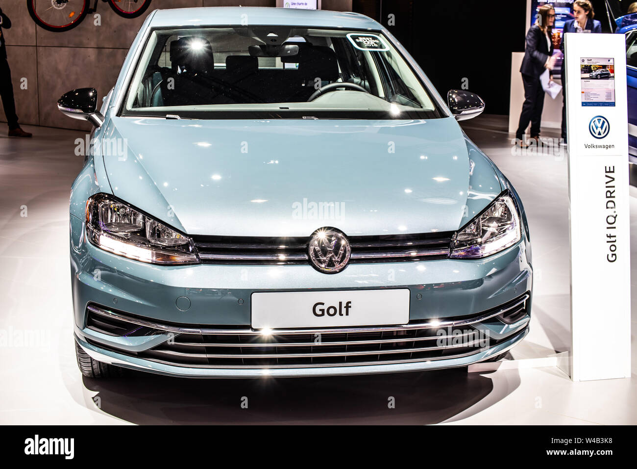 Brussels, Belgium, Jan 2019: blue Volkswagen VW Golf, Brussels Motor ...