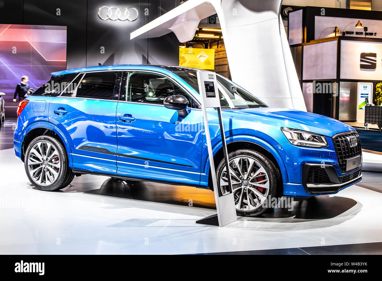 Brussels, Belgium, Jan 2019 blue Ford Ranger III Raptor pickup truck ...