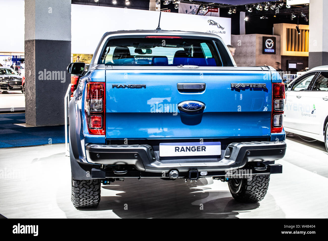 Brussels, Belgium, Jan 2019 blue Ford Ranger III Raptor pickup truck ...