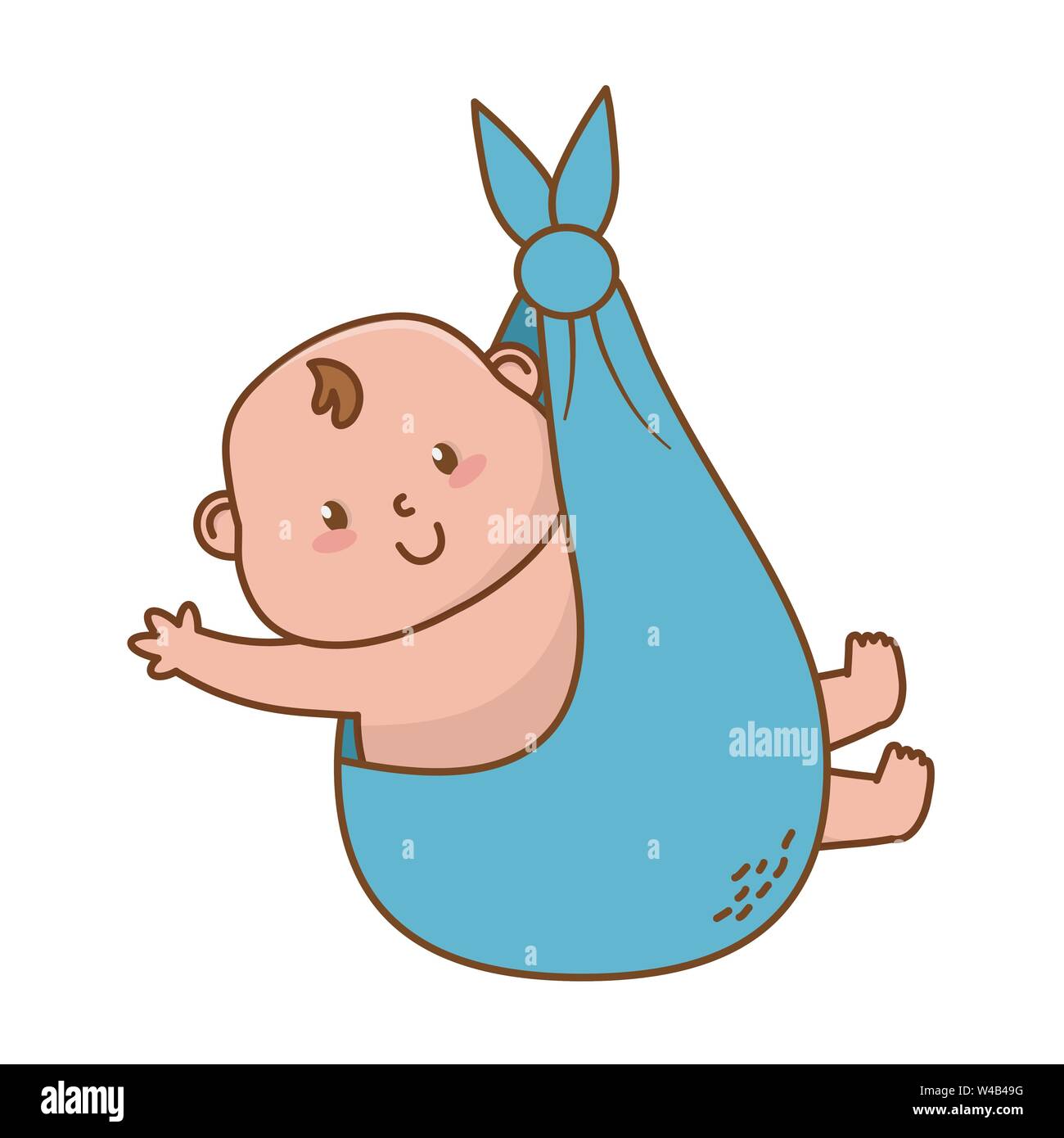 cute baby shower baby in a bag cartoon vector illustration graphic ...