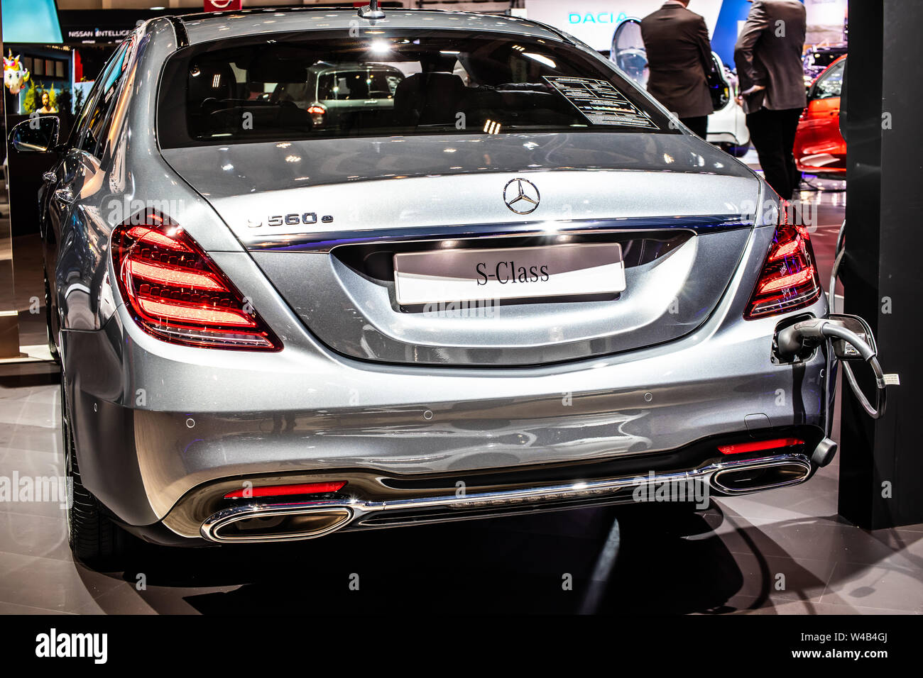 Brussels, Belgium, Jan 2019 silver Mercedes S 560e sedan limousine ...