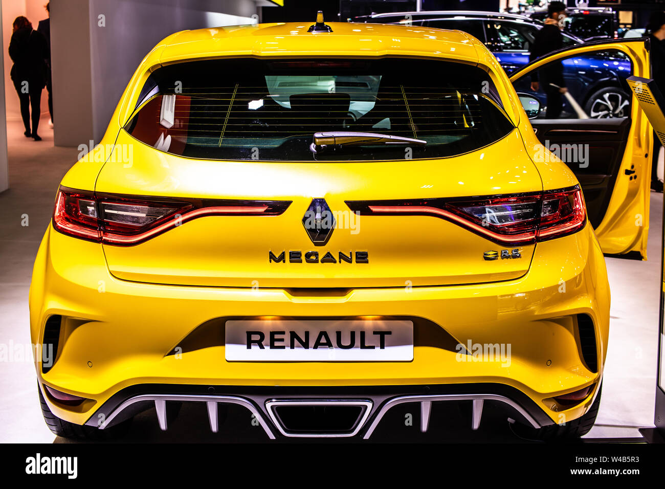 Brussels, Belgium, Jan 2019: metallic yellow Renault Megane RS ...