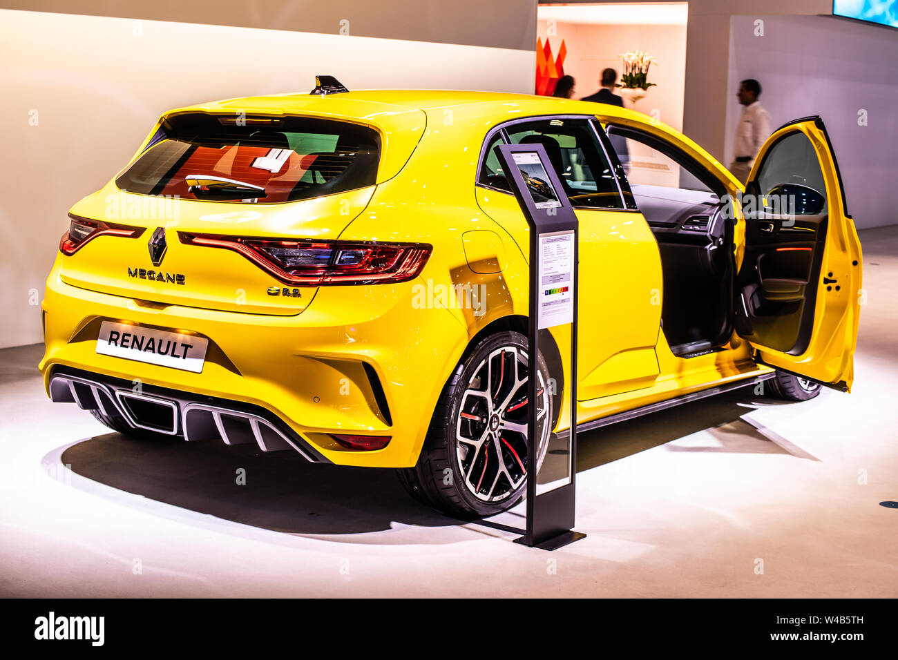 Brussels, Belgium, Jan 2019: metallic yellow Renault Megane RS ...