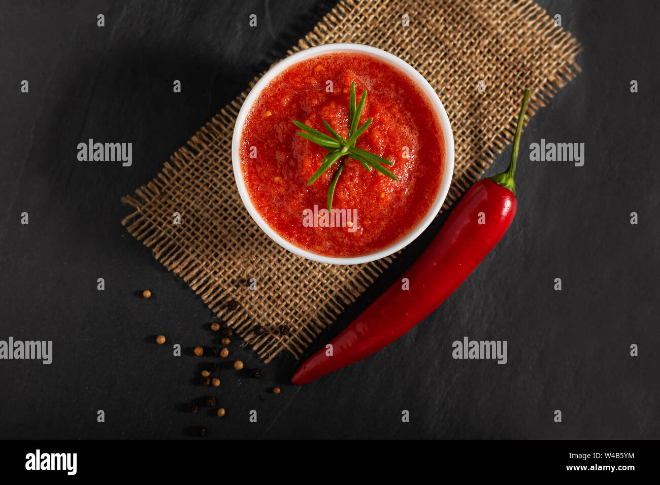 Traditional Maghrebi hot chili pepper sauce paste harissa. Tunisia and ...