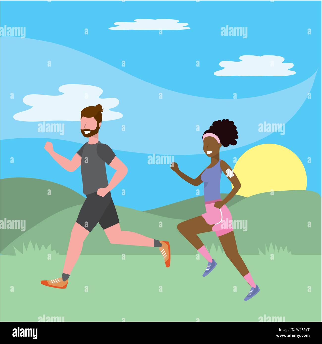 fitness exercise couple running workout healthy fit lifestyle outdoor ...
