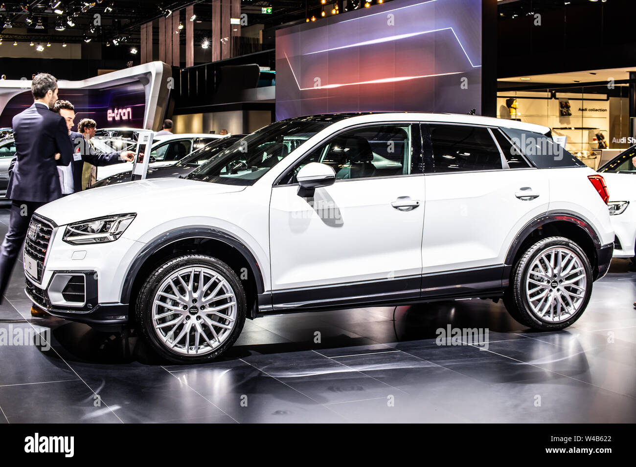 Brussels, Belgium, Jan 2019 metallic white Audi Q2, Brussels Motor Show ...