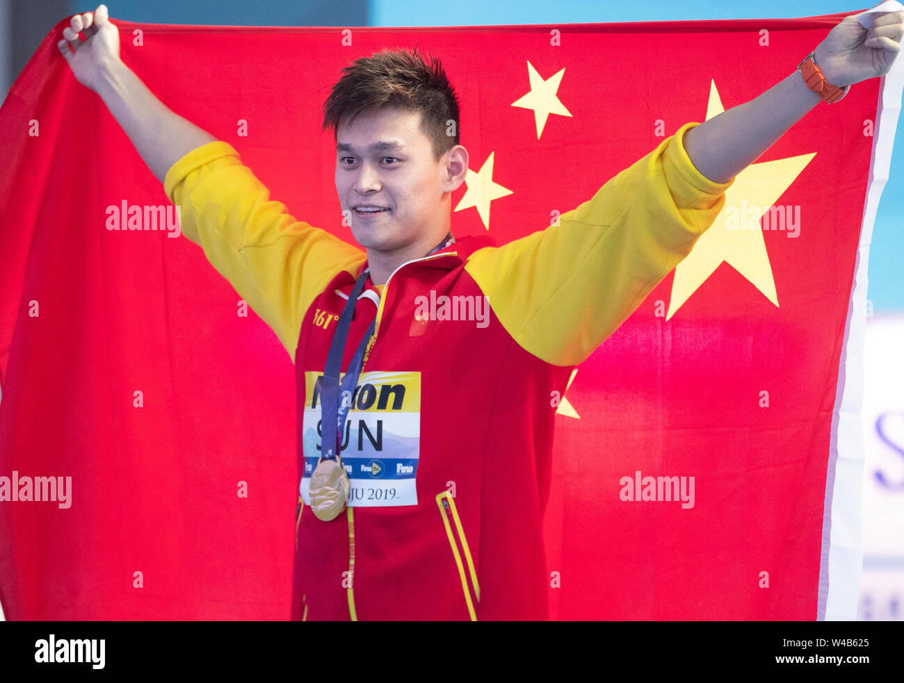 22nd July, 2019. Sun Yang wins men's 400m freestyle Sun Yang of China ...