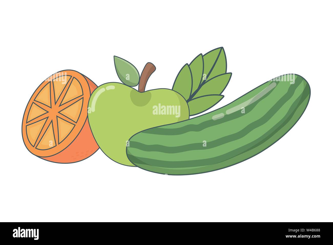 delicious healthy meal fruits mix cartoon vector illustration graphic ...