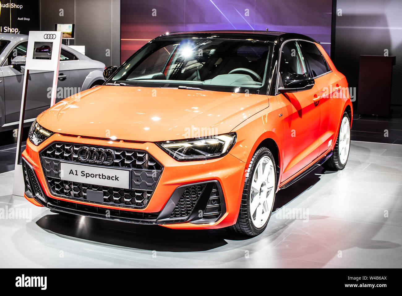 Brussels, Belgium, Jan 2019 metallic red new Audi A1 Sportback Sport 30 ...