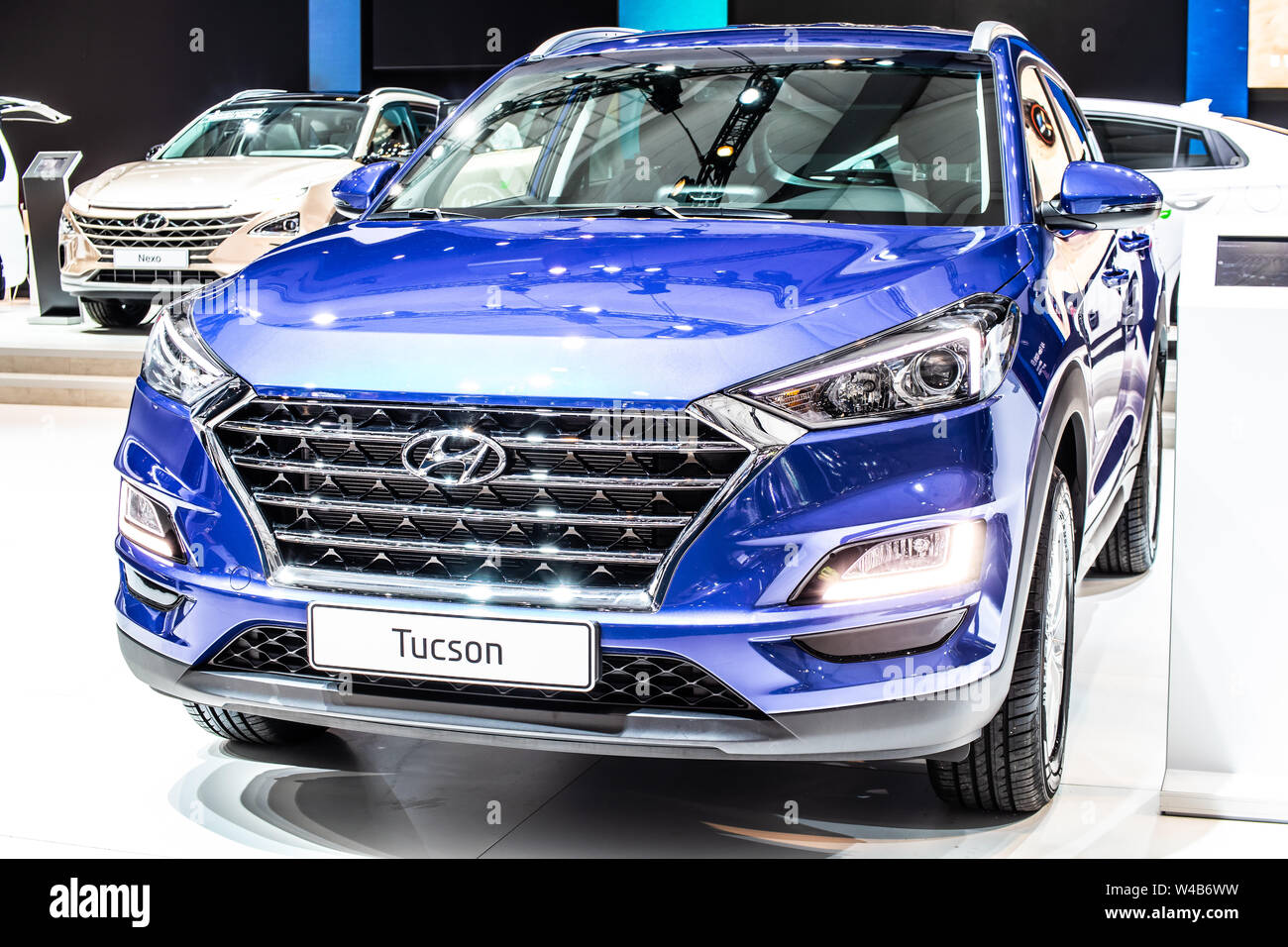 Brussels, Belgium, Jan 2019 blue Hyundai Tucson, Brussels Motor Show ...
