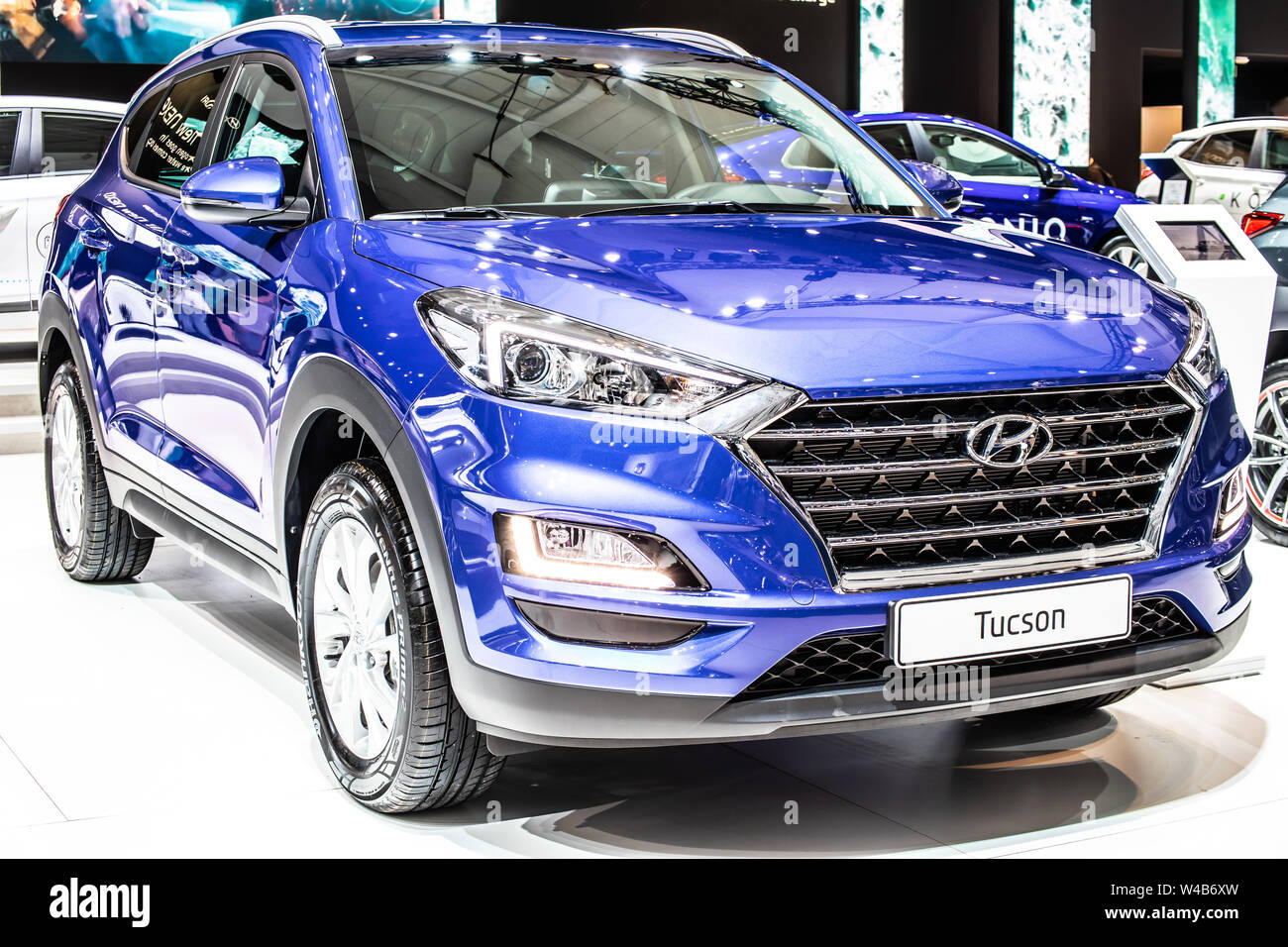 Brussels, Belgium, Jan 2019 blue Hyundai Tucson, Brussels Motor Show ...