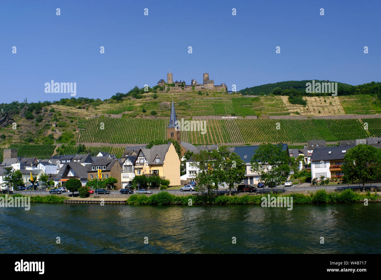 The village of Alken, Germany, with Thurant Castle on the hill, from ...