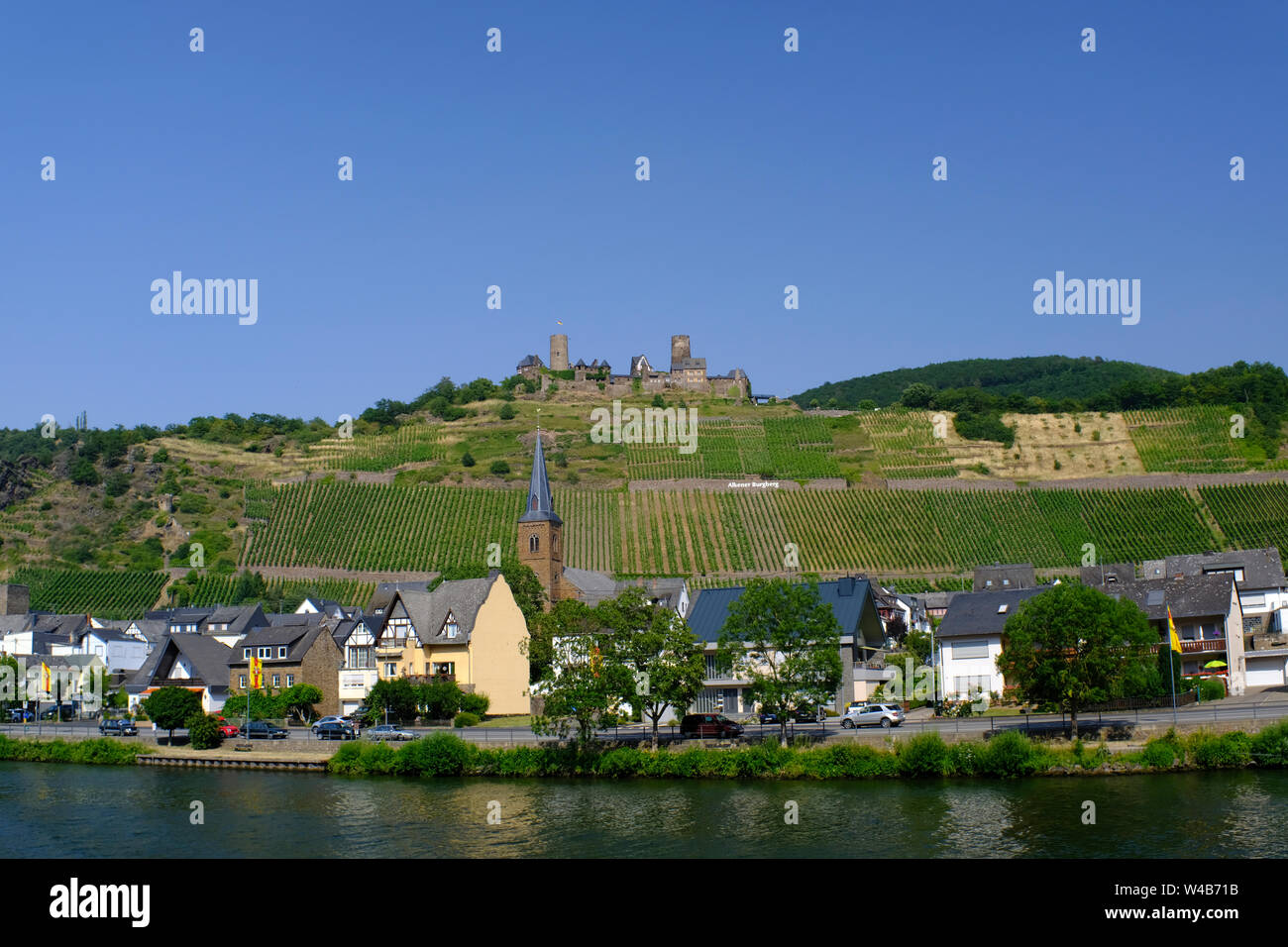 The village of Alken, Germany, with Thurant Castle on the hill, from ...