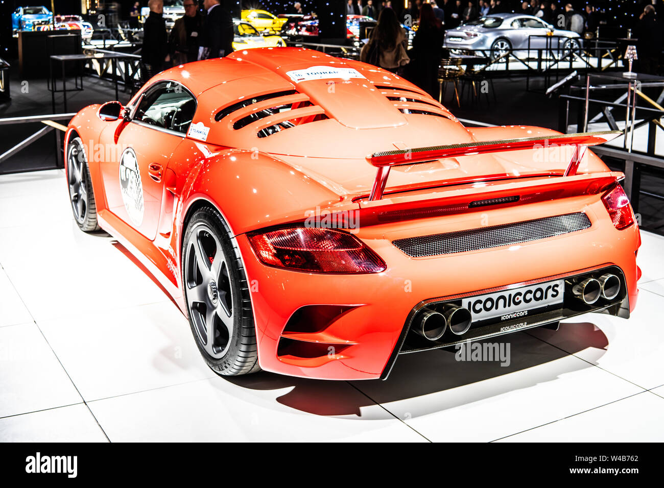 Brussels, Belgium, Jan 2019 red Ruf CTR3, Brussels Motor Show, Dream ...