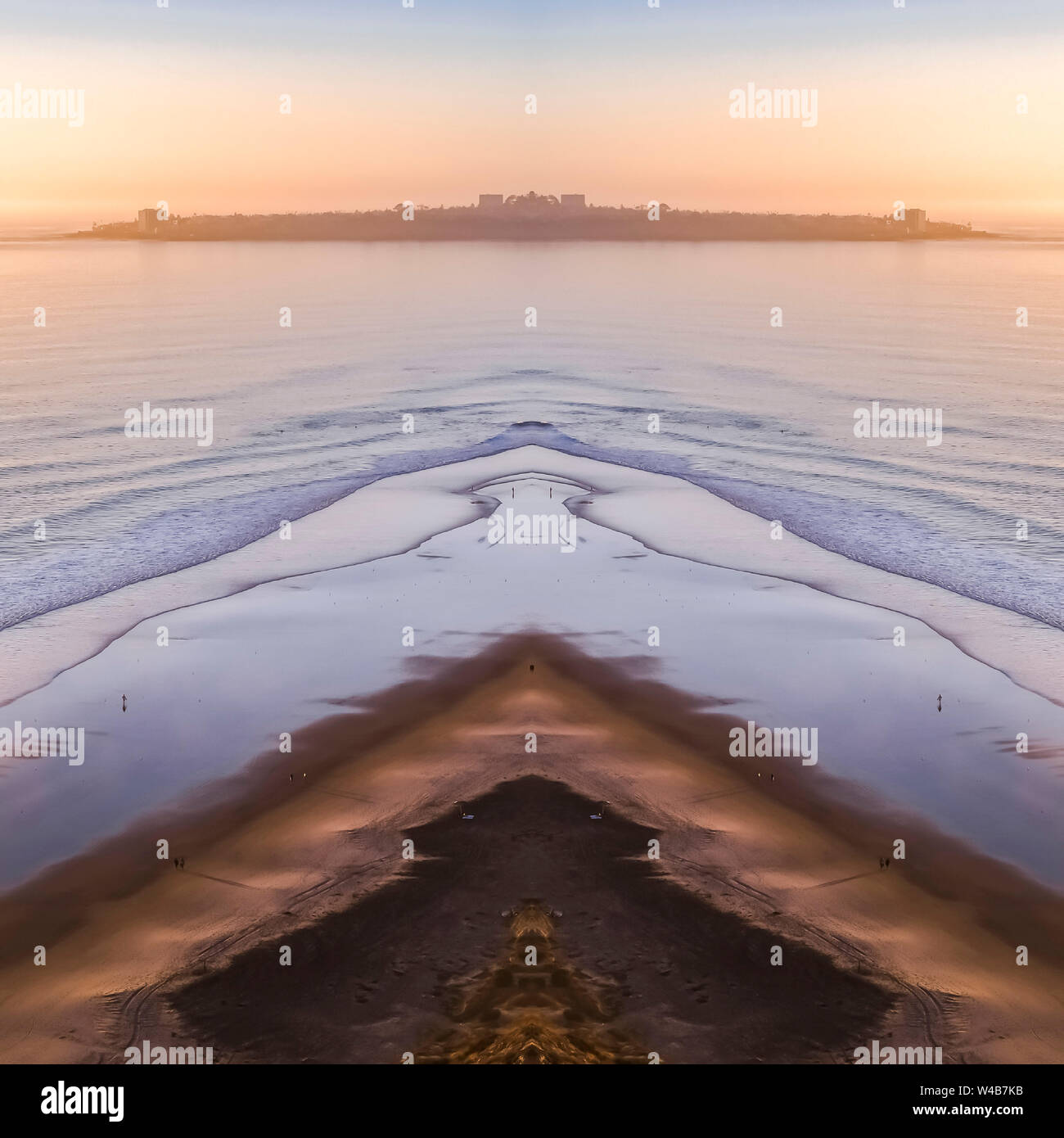 The coast of california with the Pacific Ocean. Geometric kaleidoscope ...